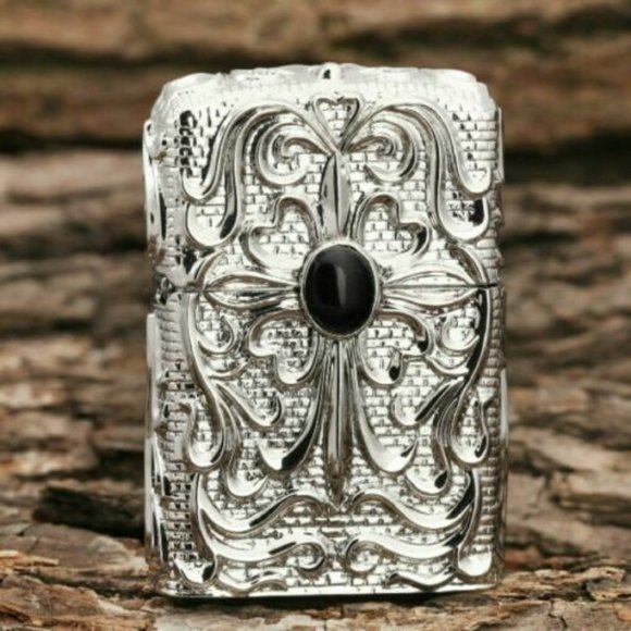 zippo | Accessories | Gorgeous Silver Multisided Jacketed Jeweled Zippo ...